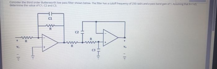 Solved Consider the third order Butterworth low pass filter | Chegg.com