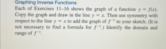 Solved Graphing Inverse Functions Each of Exercises 11-16 | Chegg.com