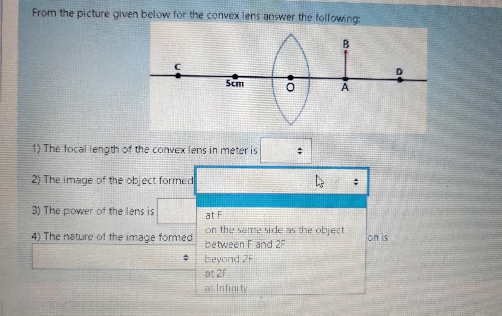 Solved From the picture given below for the convex lens | Chegg.com