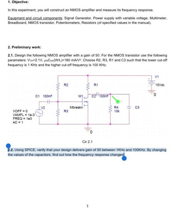 1. Objective: In this experiment, you will construct | Chegg.com