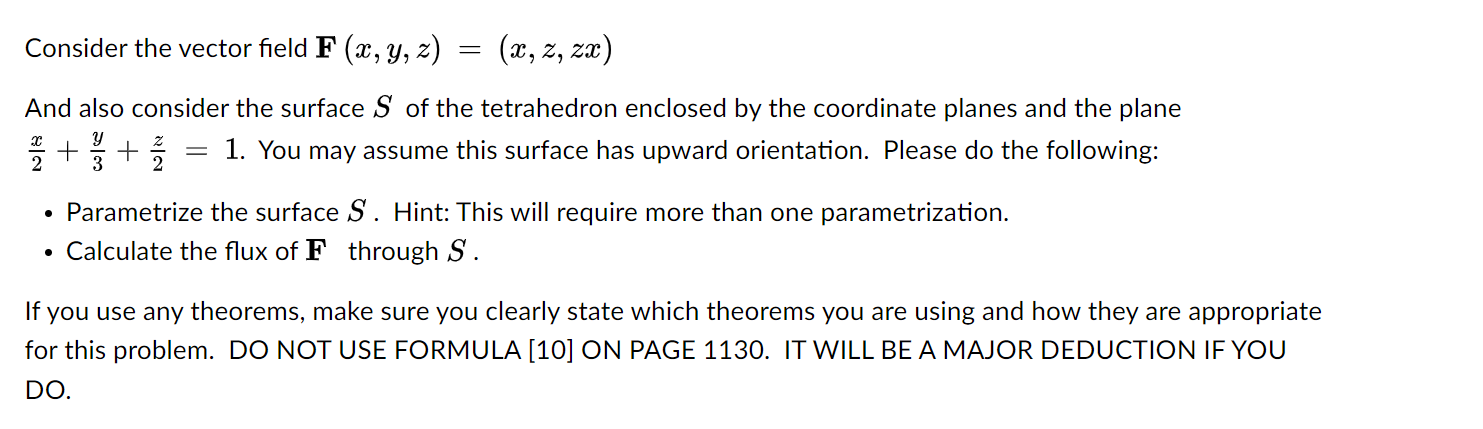 Solved Consider the vector field F(x,y,z)=(x,z,zx)And also | Chegg.com