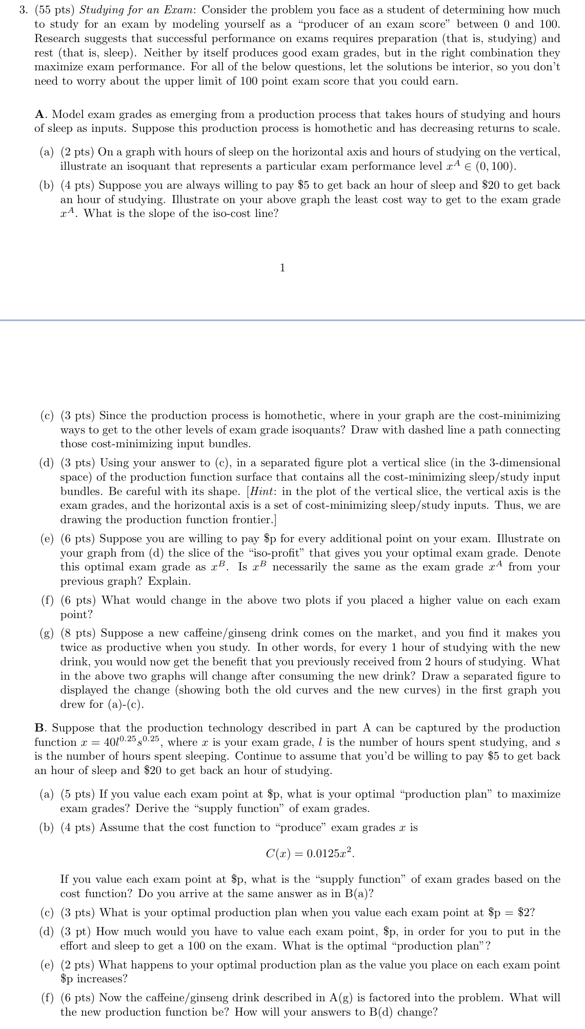 Solved (55 ﻿pts) ﻿Studying for an Exam: Consider the problem | Chegg.com