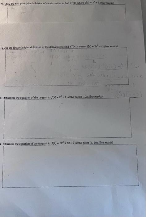 Solved 22. A.Use the first principles definition of the | Chegg.com