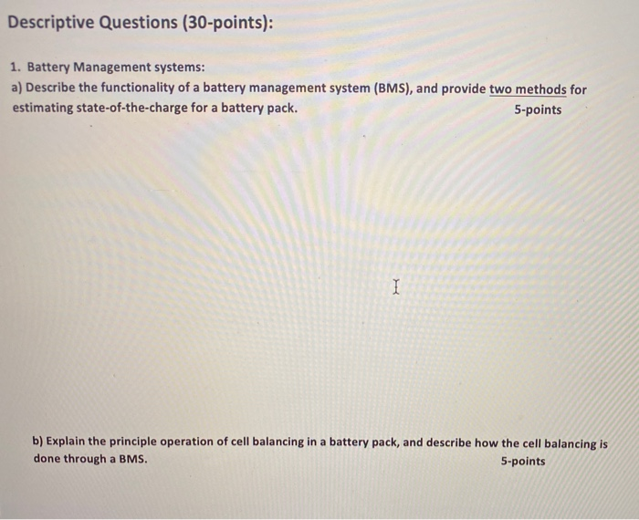 Solved Descriptive Questions (30-points): 1. Battery | Chegg.com
