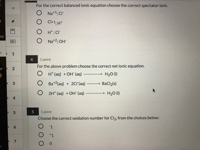 Solved For the correct balanced ionic equation choose the | Chegg.com