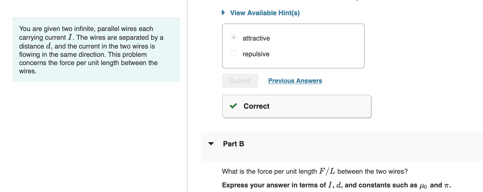 Solved You are given two infinite, parallel wires each | Chegg.com
