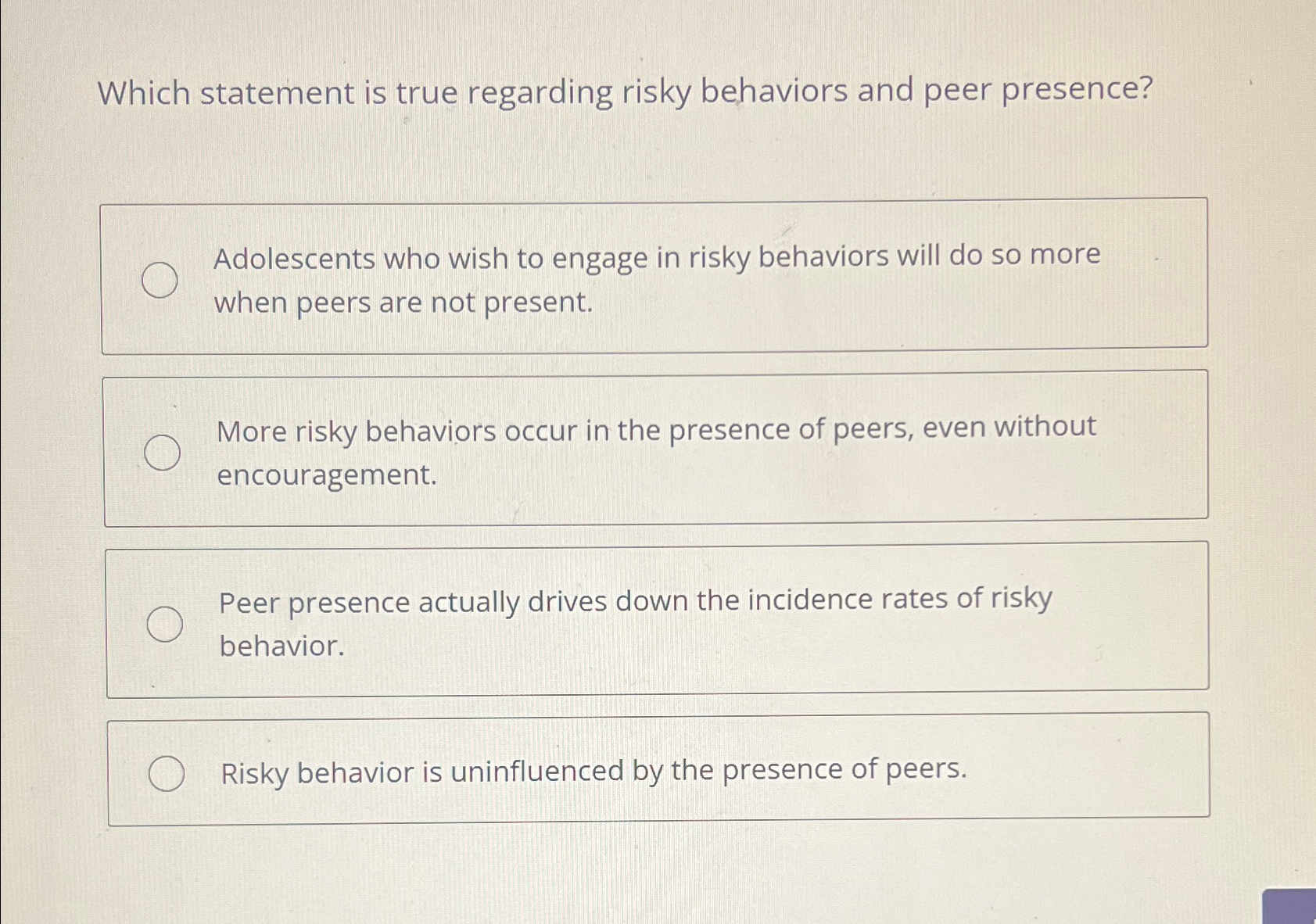 Solved Which statement is true regarding risky behaviors and | Chegg.com