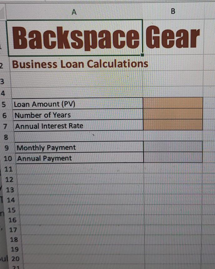Solved 4. In the Business Loan worksheet, use the data | Chegg.com