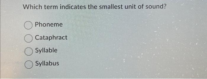 Which term indicates the smallest unit of sound? | Chegg.com