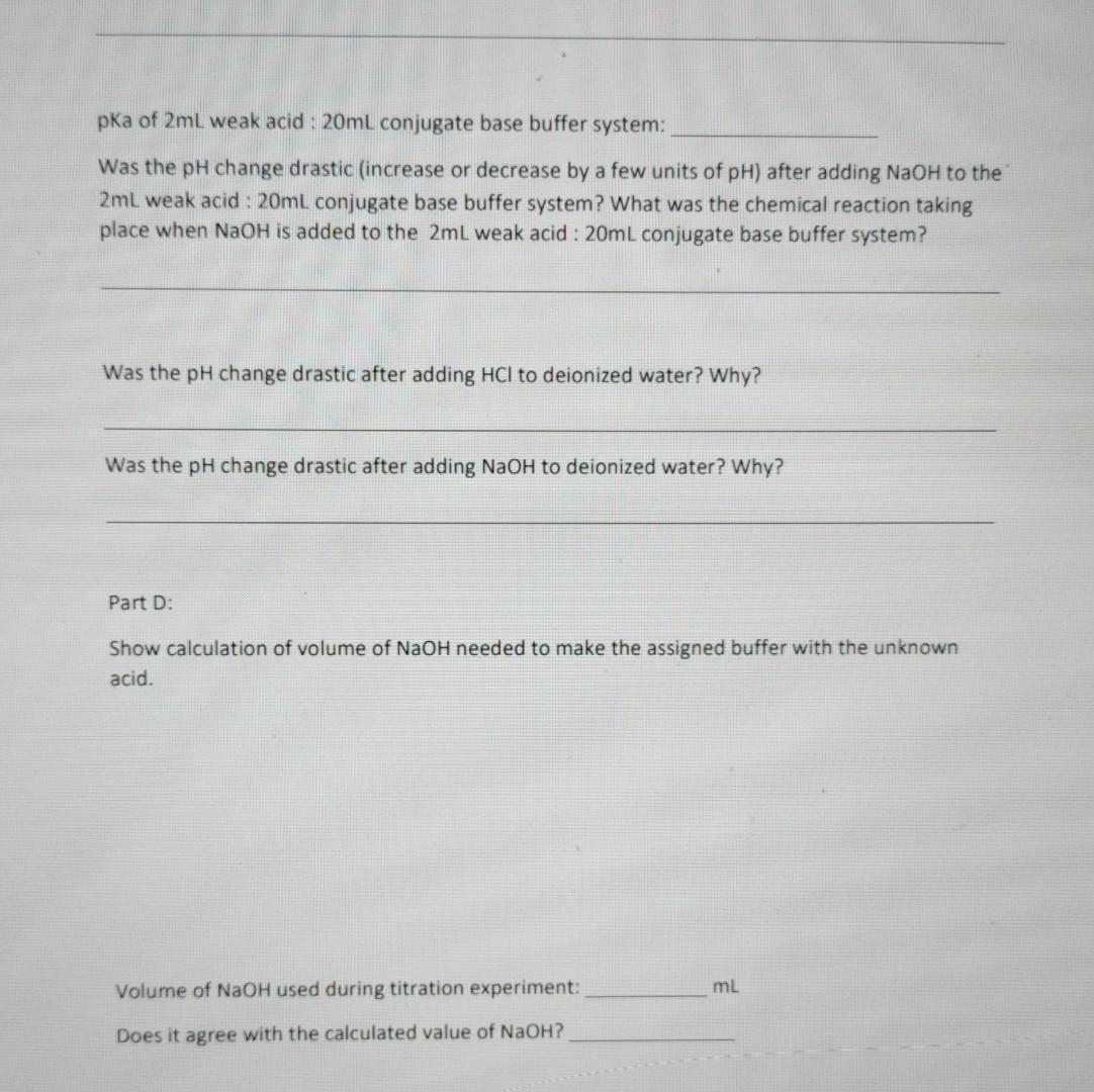Part BPart C: pH of 15 mL weak acid : 15 mL conjugate | Chegg.com