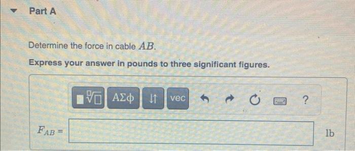 Solved The three cables support the 700 - lb load as shown | Chegg.com