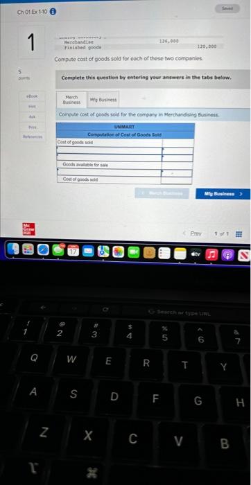 Solved Exercise 1-10 (Algo) Cost of goods sold computation | Chegg.com