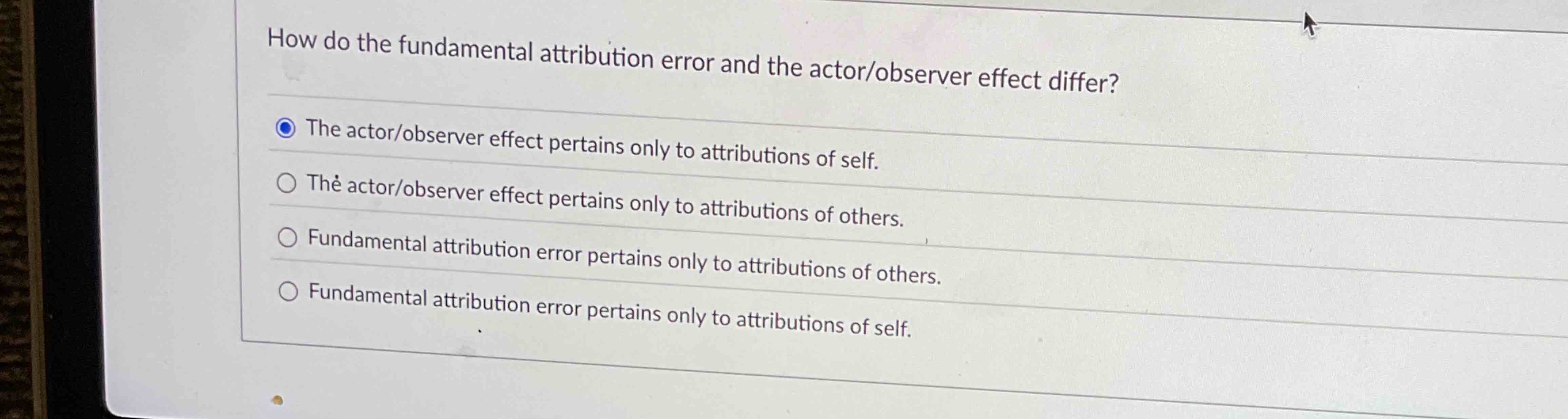 Solved How do the fundamental attribution error and the | Chegg.com