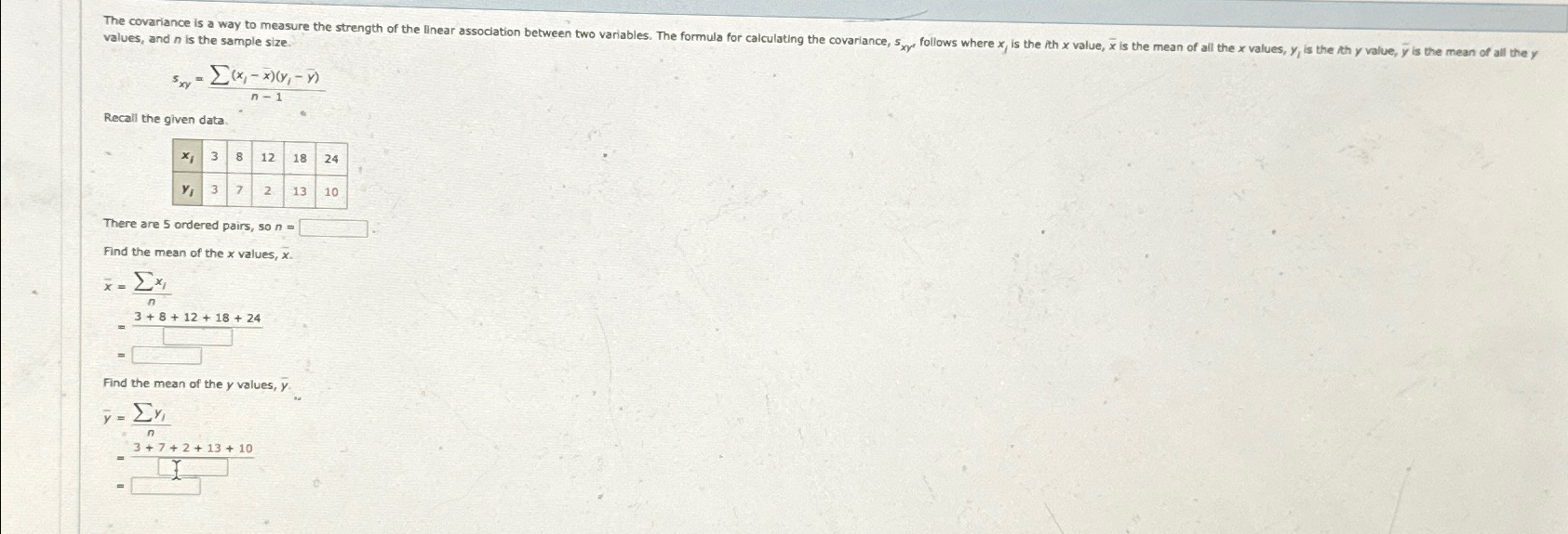 Solved values, and n ﻿is the sample | Chegg.com