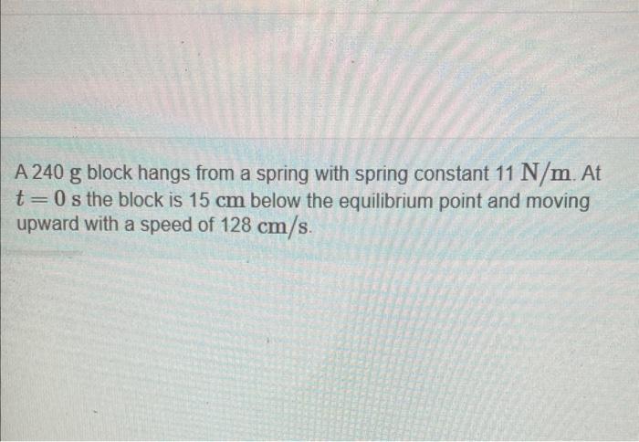 Solved A 240 g block hangs from a spring with spring | Chegg.com
