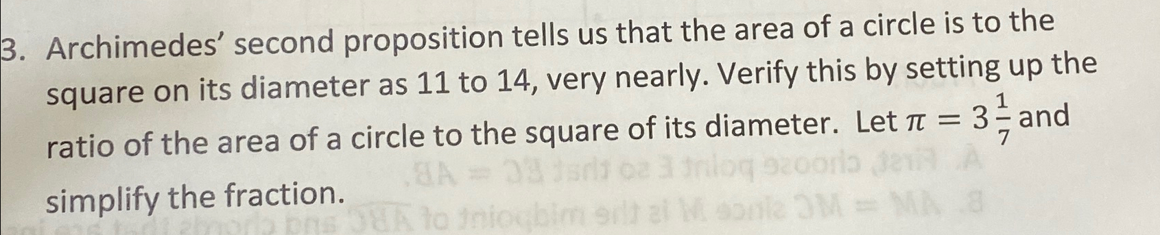 Solved Archimedes' second proposition tells us that the area | Chegg.com