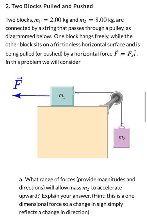 Solved 2. Two Blocks Pulled and Pushed Two blocks, m1=2.00 | Chegg.com