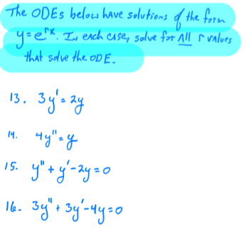 Solved Please do 14-16. ﻿The ODEs below have solutions of | Chegg.com