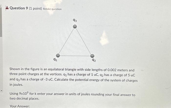 Solved A Question 9 (1 point) Retake question Shown in the | Chegg.com