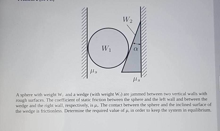 Solved W2 W a μς fs A sphere with weight W, and a wedge | Chegg.com
