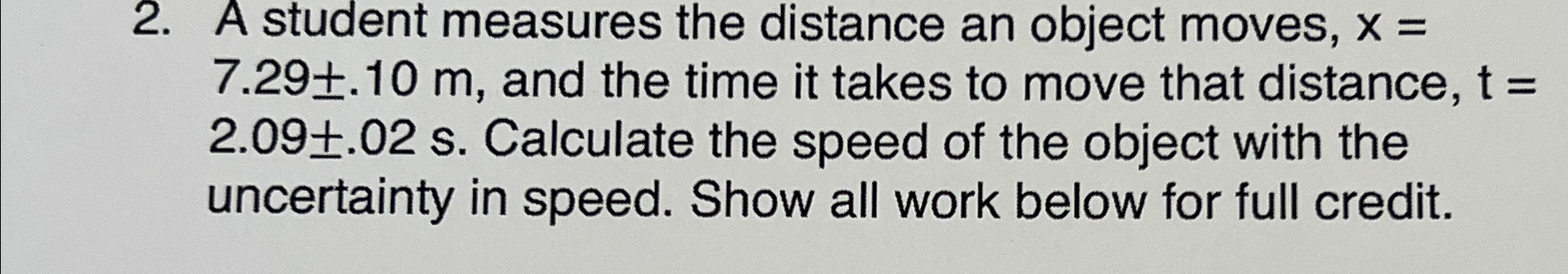 Solved A student measures the distance an object moves, | Chegg.com