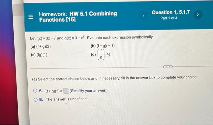 Solved III Homework: HW 5.1 Combining Functions (15) | Chegg.com