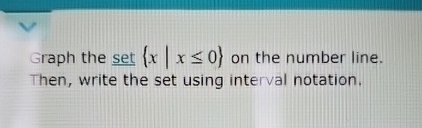 Solved Graph the set {x|x≤0} ﻿on the number line. Then, | Chegg.com