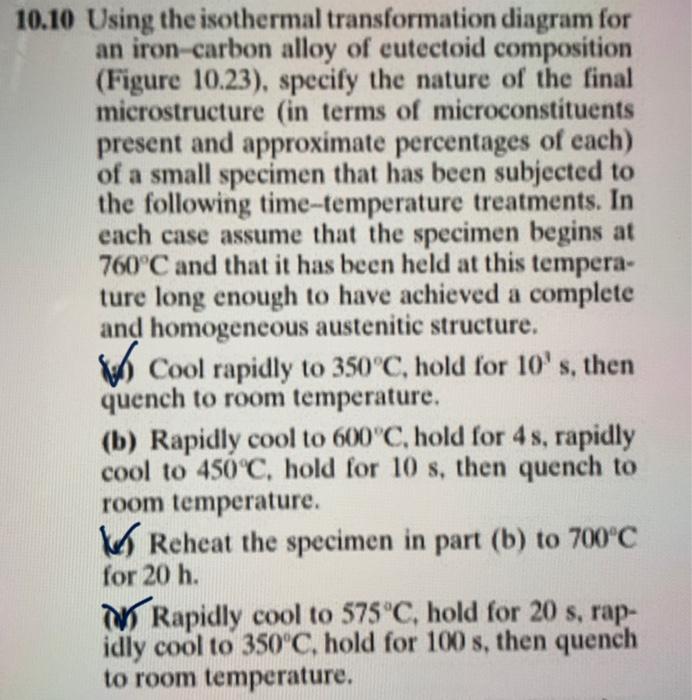 Solved Using the isothermal transformation diagram for an | Chegg.com
