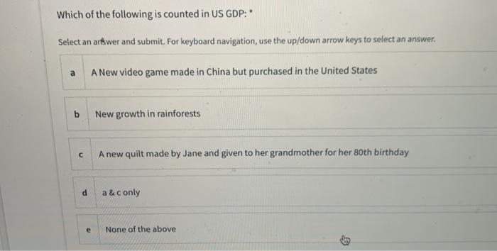 Solved GDP includes Select an answer and submit. For | Chegg.com