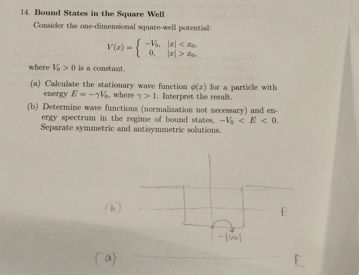 Solved 14. Bound States in the Square Well Consider the | Chegg.com