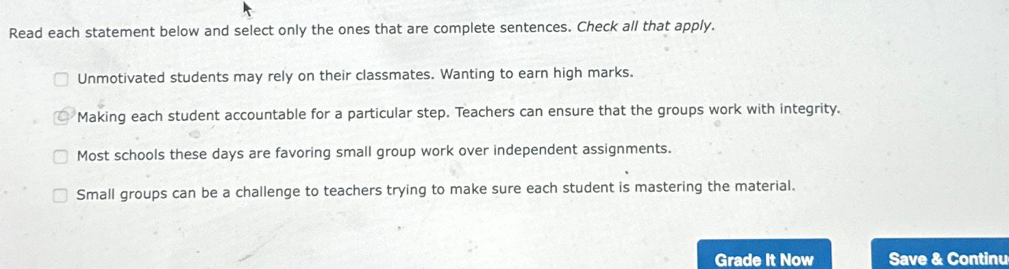 Solved Read each statement below and select only the ones | Chegg.com