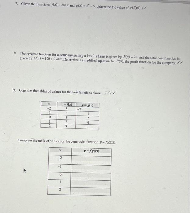 Solved 7. Given the functions f(x)=cosx and g(x)=2x+5, | Chegg.com