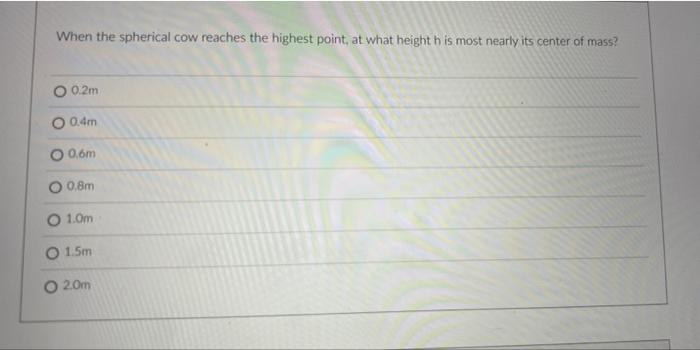 Solved A 750kg spherical cow with radius 0.4m is given an | Chegg.com