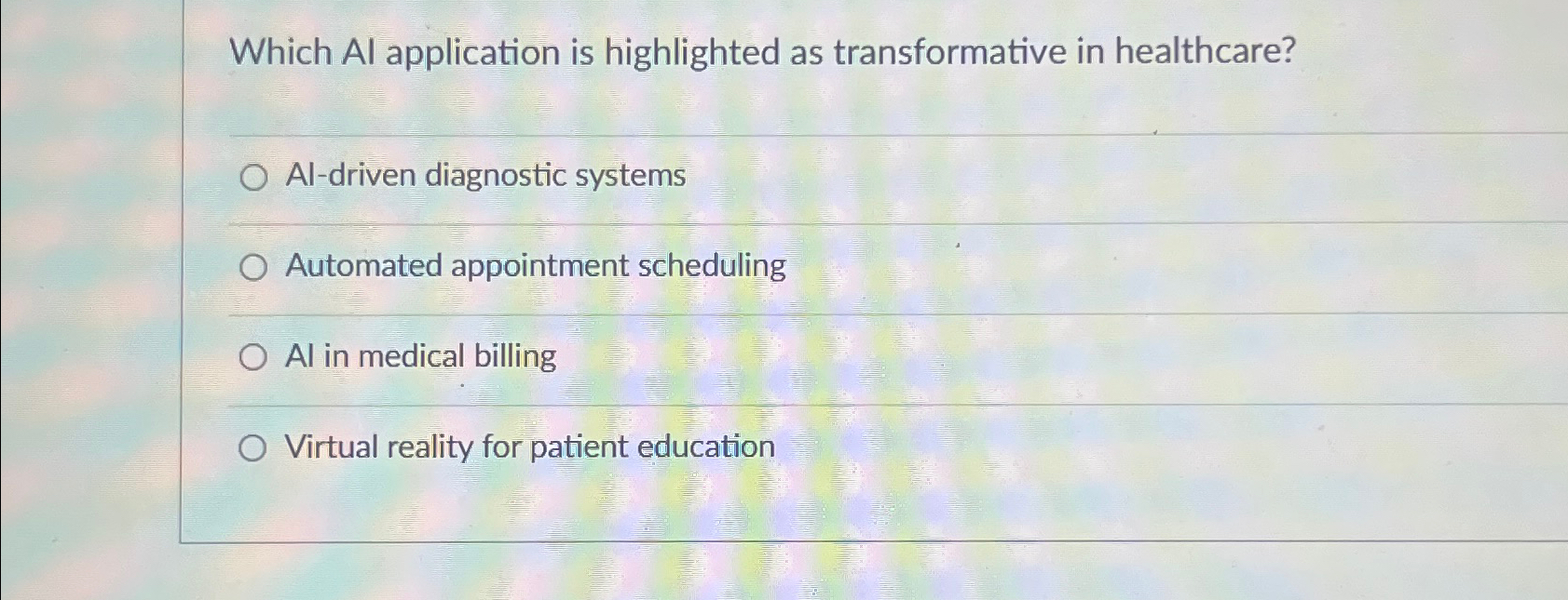 Solved Which Al application is highlighted as transformative | Chegg.com