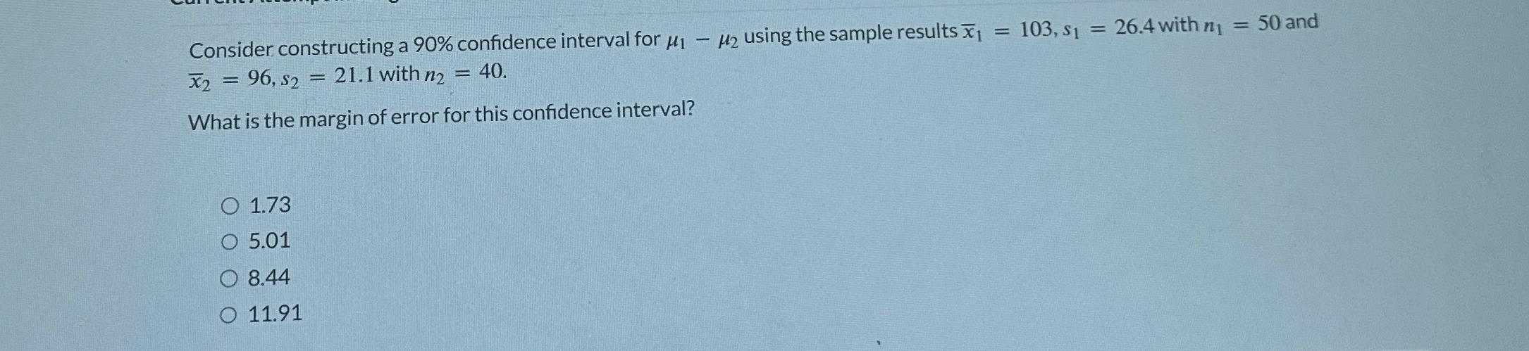 Solved Consider constructing a 90% ﻿confidence interval for | Chegg.com