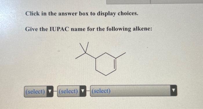 Solved Click in the answer box to display choices. Give the | Chegg.com