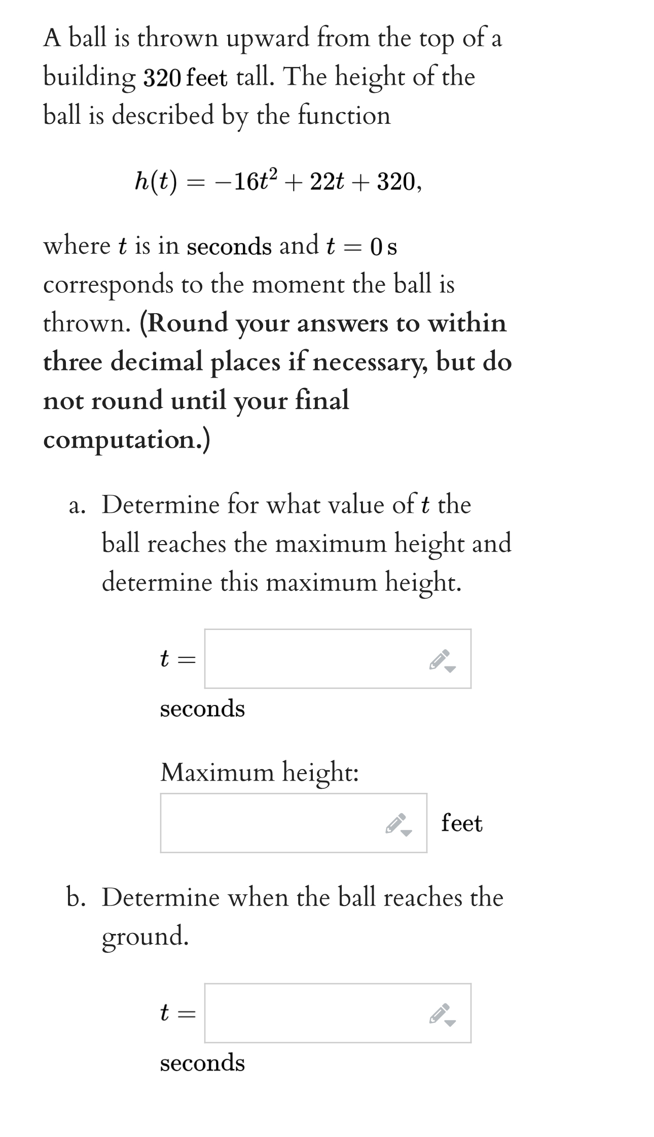 Solved A ball is thrown upward from the top of a building | Chegg.com