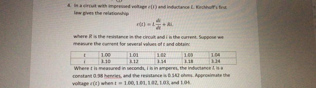 Solved 4. In a circuit with impressed voltage e(t) and | Chegg.com