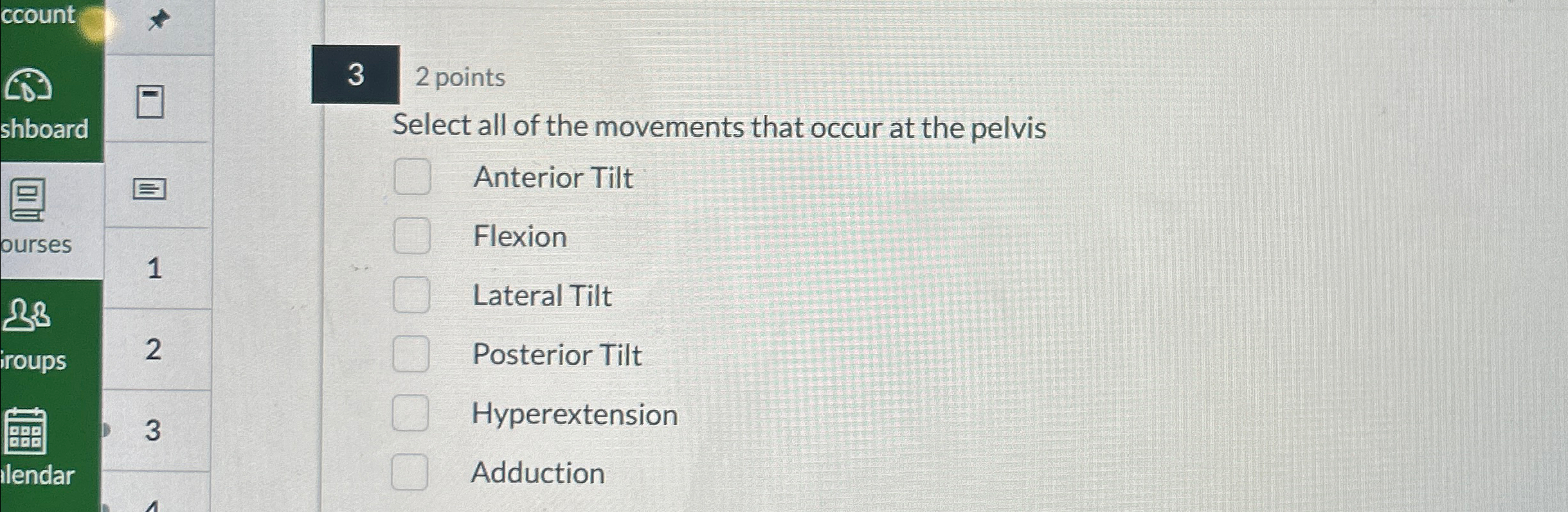 Solved 32 ﻿pointsSelect all of the movements that occur at | Chegg.com