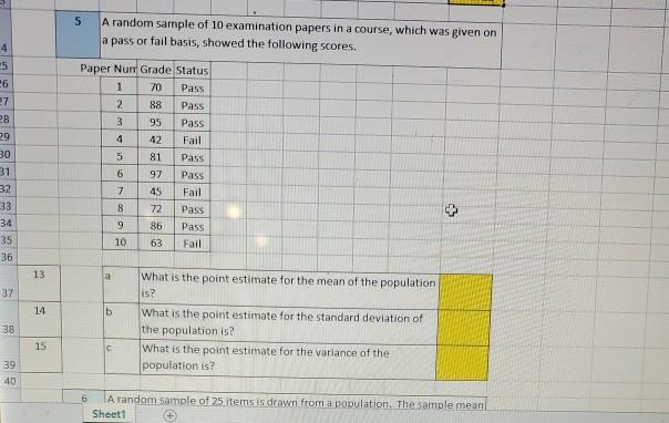 Solved S A random sample of 10 examination papers in a | Chegg.com
