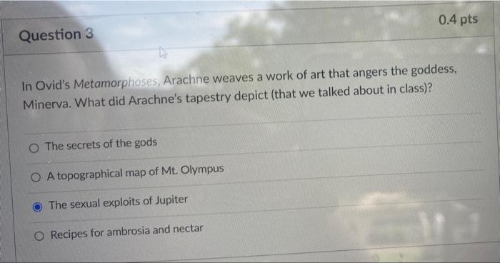 In Ovid's Metamorphoses, Arachne weaves a work of art | Chegg.com