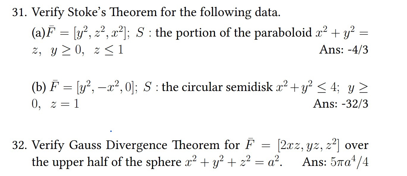 Solved Verify Stoke's Theorem for the following | Chegg.com
