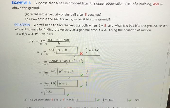 Solved EXAMPLE 3 Suppose that a ball is dropped from the | Chegg.com