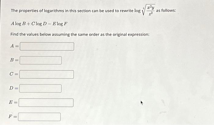 Solved The properties of logarithms in this section can be | Chegg.com