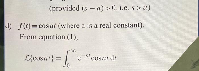 Solved f(t)=cosat( where a is a real constant). From | Chegg.com