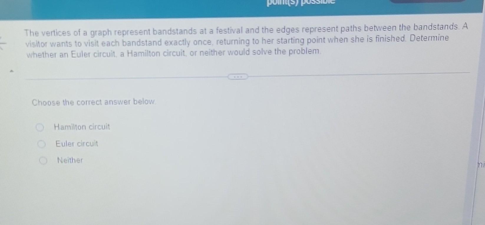 Solved The vertices of a graph represent bandstands at a | Chegg.com