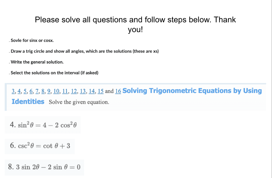 Solved Please solve all questions and follow steps. Thank | Chegg.com Solved Please solve all questions and follow steps. Thank | Chegg.com