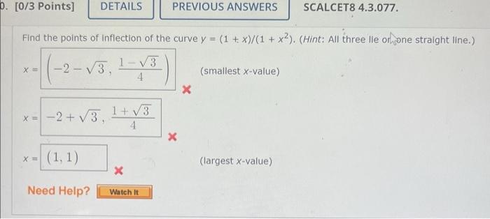 Solved Find the points of Inflection of the curve | Chegg.com