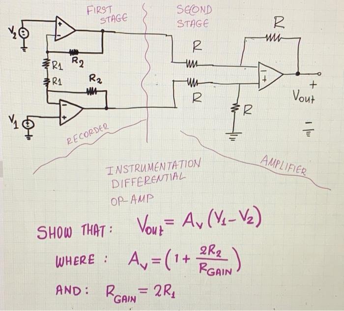 Solved FIRST STAGE SCOND STAGE R wur R Р w R1 R2 •R1 R2 1+ + | Chegg.com