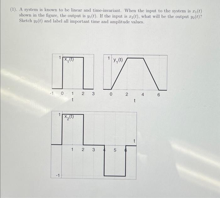 Solved (1). A system is known to be linear and | Chegg.com
